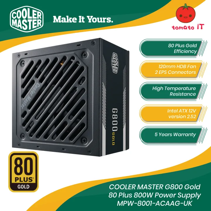 COOLER MASTER G800 Gold 80 Plus 800W Power Supply - MPW-8001-ACAAG-UK ...