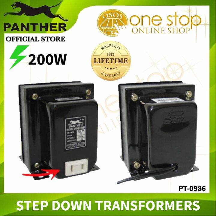 PANTHER PT-0986 Step-Down Transformer 200 Watts Input 220VAC Output 110VAC Single Phase •OSOS ...