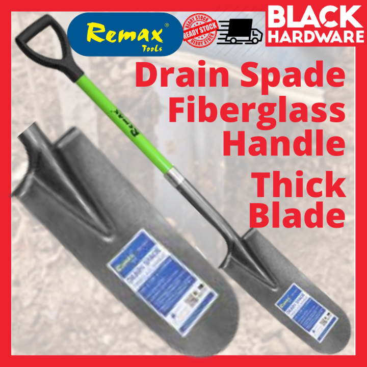 BLACK HARDWARE Gardening DRAIN SPADE Iron Metal Shovel Flat Point Skop ...