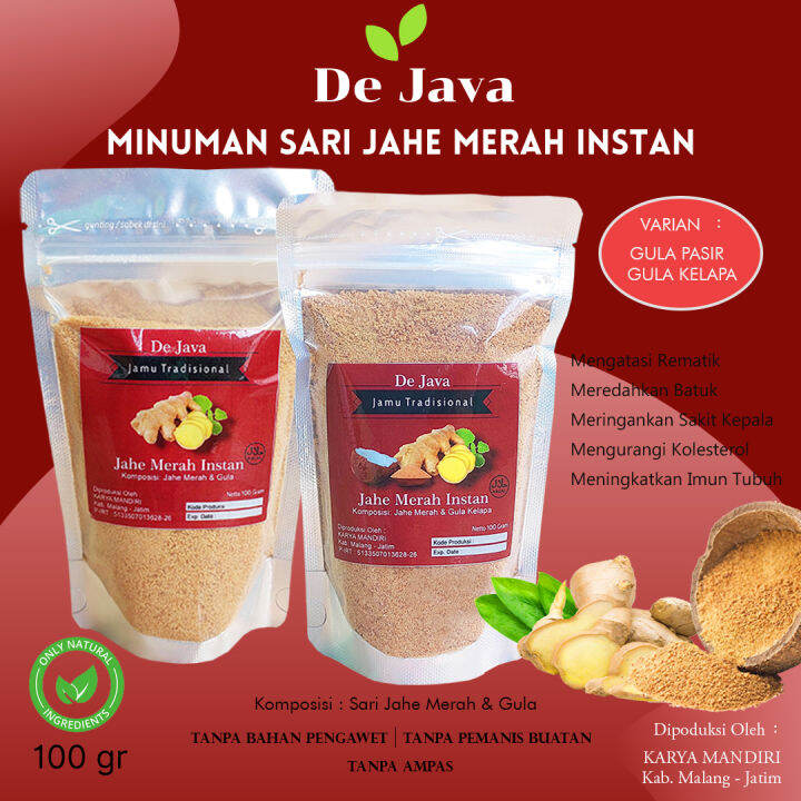 Jahe Merah Instan Dejava Jahe Merah Bubuk Minuman Jamu Tradisional Sari ...