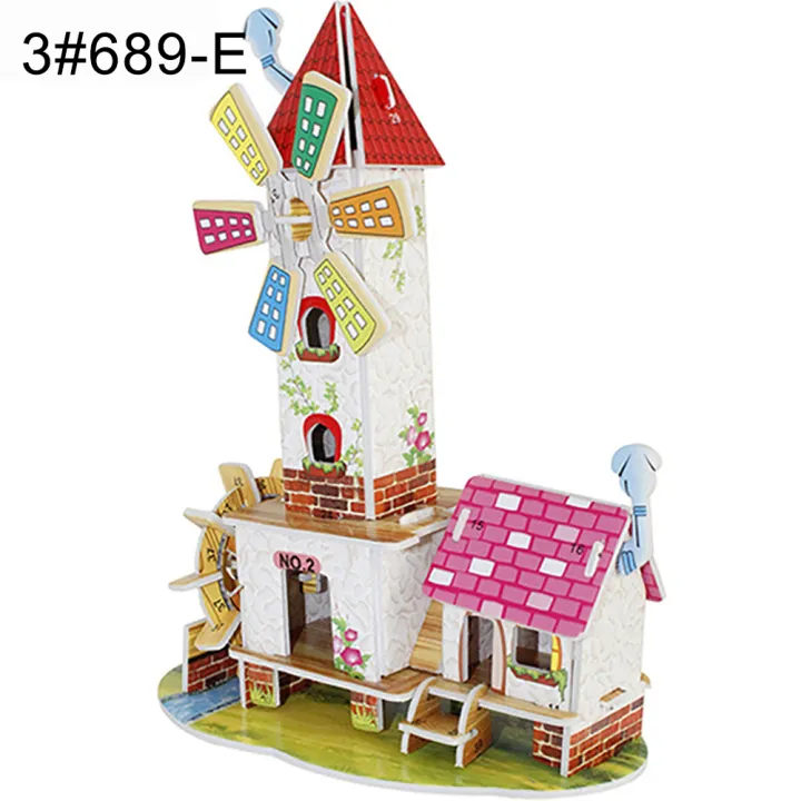 microgood DIY 3D House Castle Windmill Model Assembling Puzzles Early Learning Kids Toy | Lazada PH