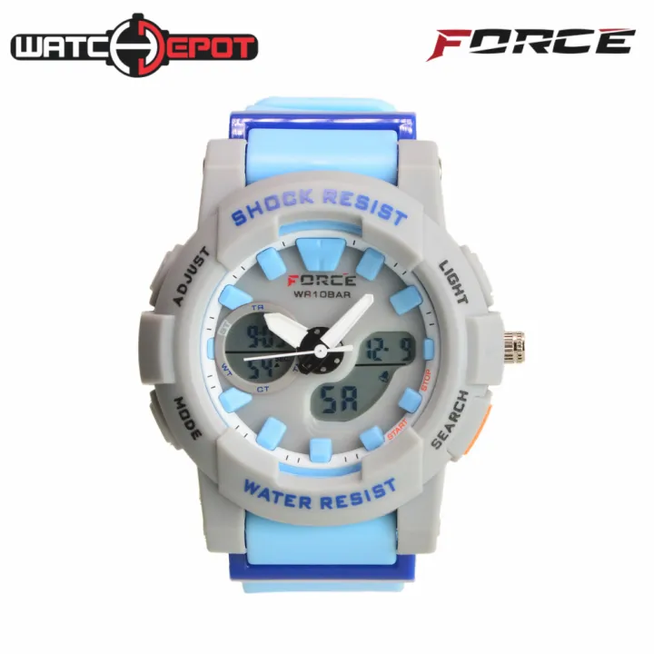 Force Ladies Rubber Dual Display Sports Watch 3265LE (Sky Blue) | Lazada PH