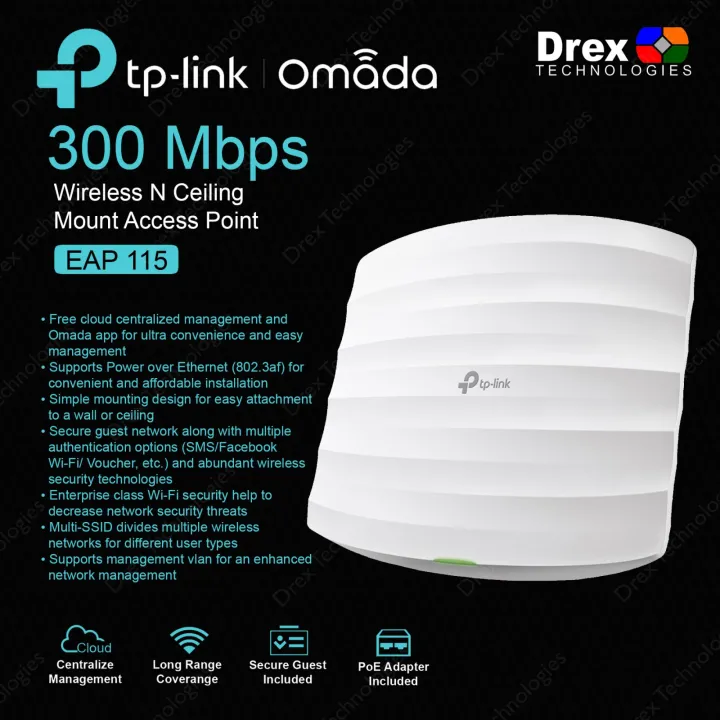 TP-LINK TL-EAP 115 300 Mbps Wireless N Ceiling Mount Access Point | Lazada PH