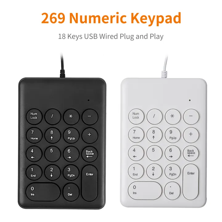 kongfang 269 Numeric Keypad Mini Universal 18 Keys USB Wired Keyboard ...