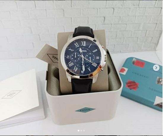 Fossil FS4990 Grant Chronograph Blue Dial Black Mens Watch | Lazada PH