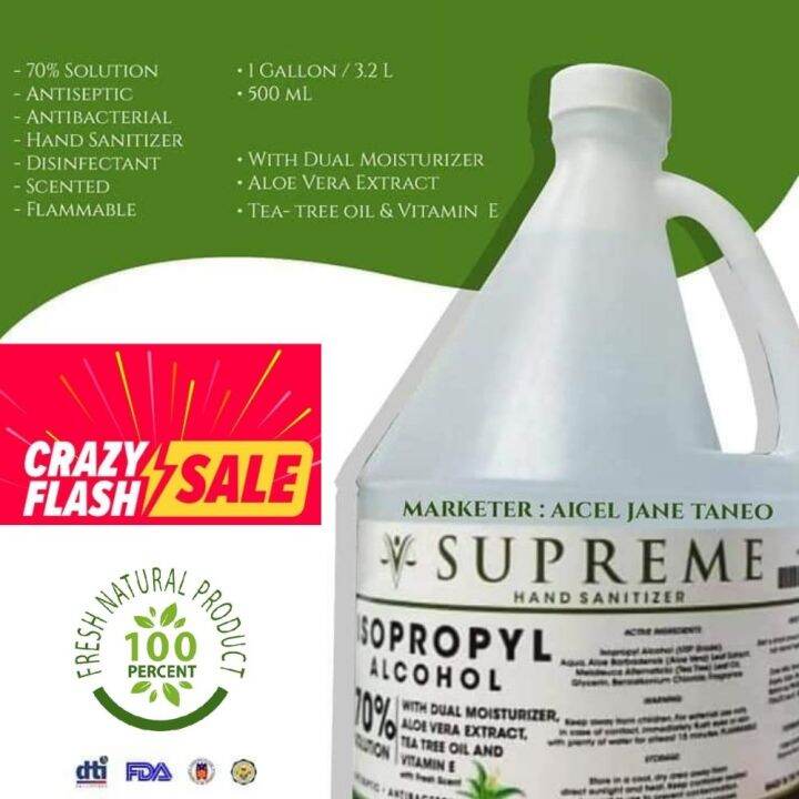 Supreme Isopropyl Alcohol 70 % Solution 1 gallon with Dual Moisturizer ...