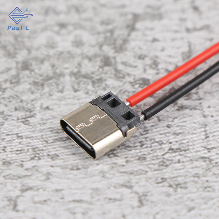 【Paul L】 Type-C 2pin soldered female base with wire typec female 3A ...