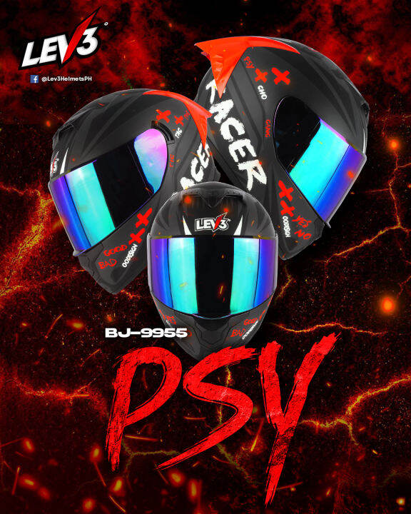 Lev3® FullFace Dual Visor BJ-9955 PSY Motorcycle Helmet | Lazada PH