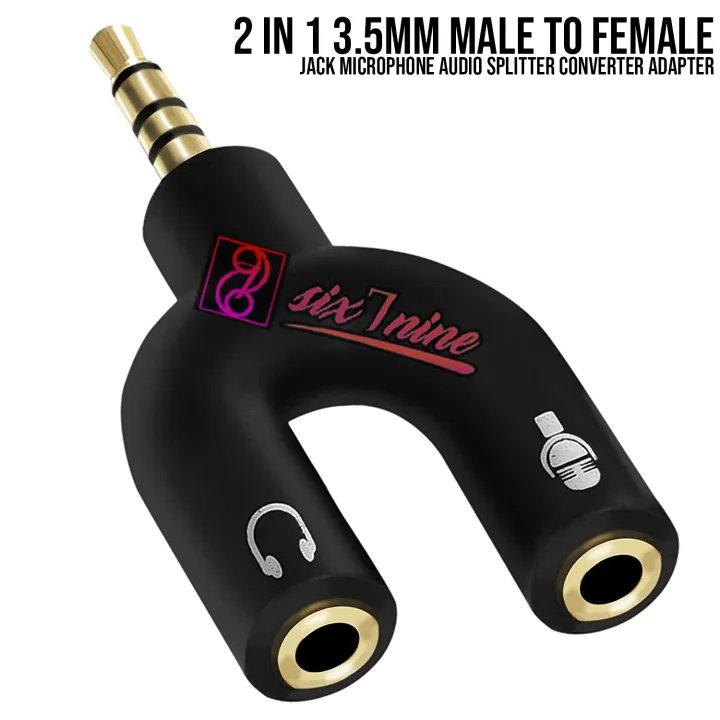 2 in 1 3.5mm Male to Female Jack Microphone Audio Splitter Converter ...