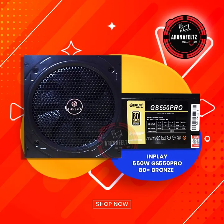 550W INPLAY GS550PRO 80+ BRONZE TRUE RATED POWER SUPPLY | Lazada PH