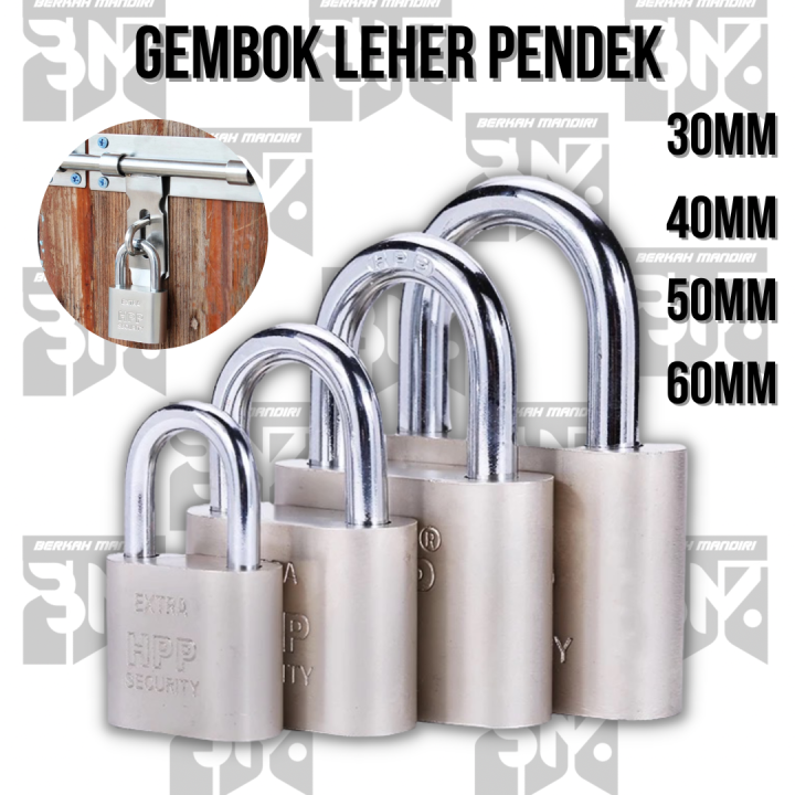 Gembok Stainless|Chrome Pagar/Pintu Rumah/Toko Leher Pendek 30 40 50 ...