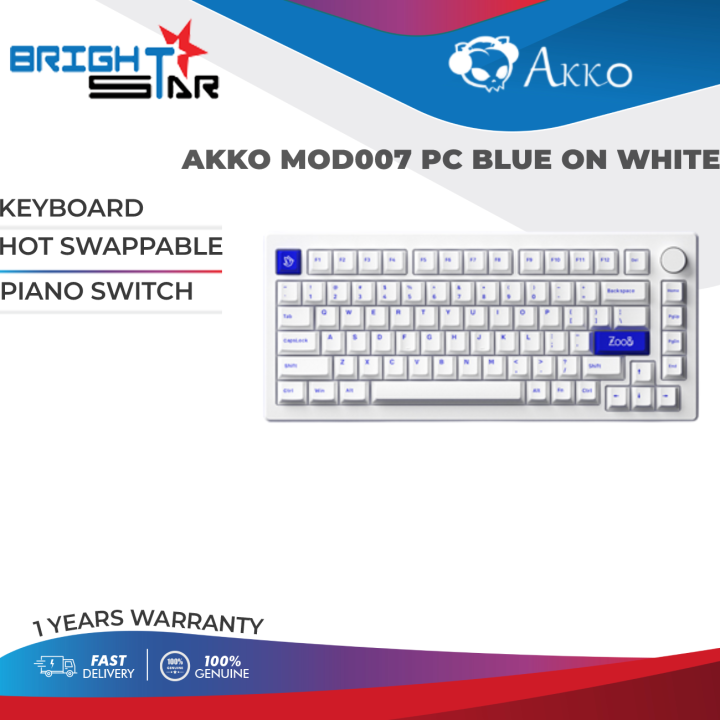 KEYBOARD / AKKO MOD007 PC BLUE ON WHITE / HOT SWAPPABLE / PIANO SWITCH ...