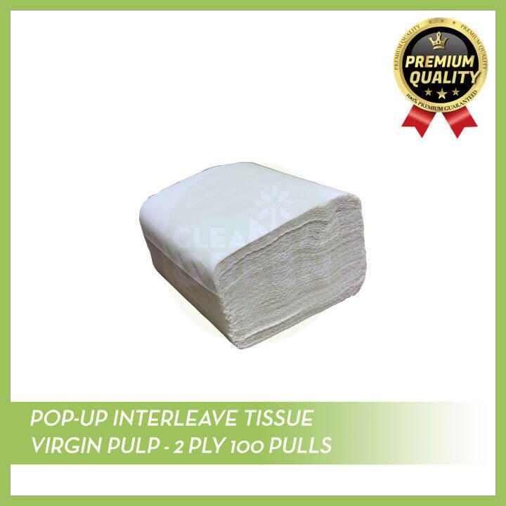 CleaNeat Green Pop Up Tissue Paper - Virgin Pulp, 2 Ply 100 Pulls ...
