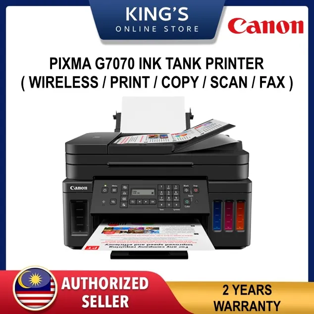 Canon G7070 PIXMA Refillable Ink Tank Wireless All-In-One with Fax for ...