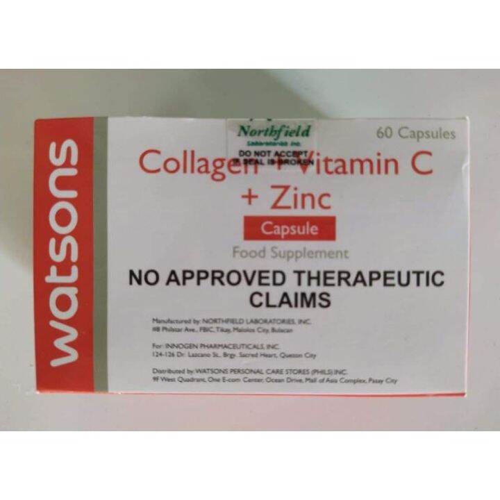 【COD】 Watson Collagen Vitamin C +Zinc 350mg 60's | Lazada PH
