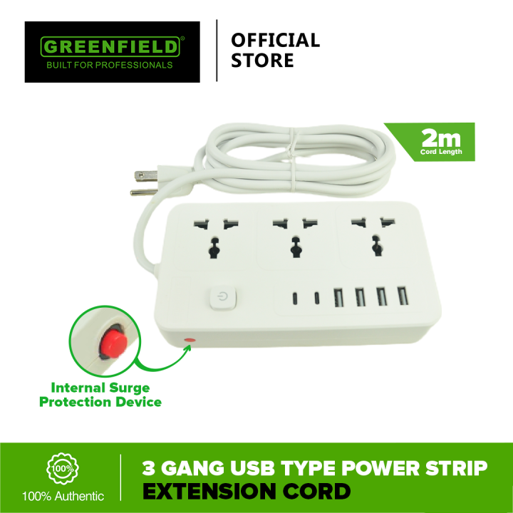 Greenfield Power Strip 3 Gang With 6 USB Extension Cord | Lazada PH Greenfield Power Strip 3 Gang With 6 USB Extension Cord | Lazada PH