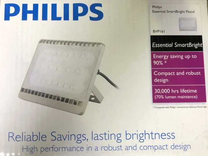 โคมไฟคุณภาพสูง Philips Floodlight LED 50 วัตต์ BVP161 LED43/CW 50W 220-240V WB GREY | Lazada.co.th