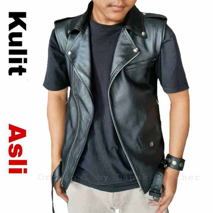 Rompi Kulit Asli Rompi Ramones Pria Bikers Keren Original Kulit Domba ...