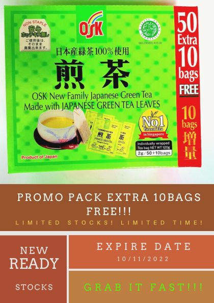 OSK Japanese Green Tea 100% Japanese Tea Leaves Original Authentic Japan Tea Bags 2g X 50sachets ...