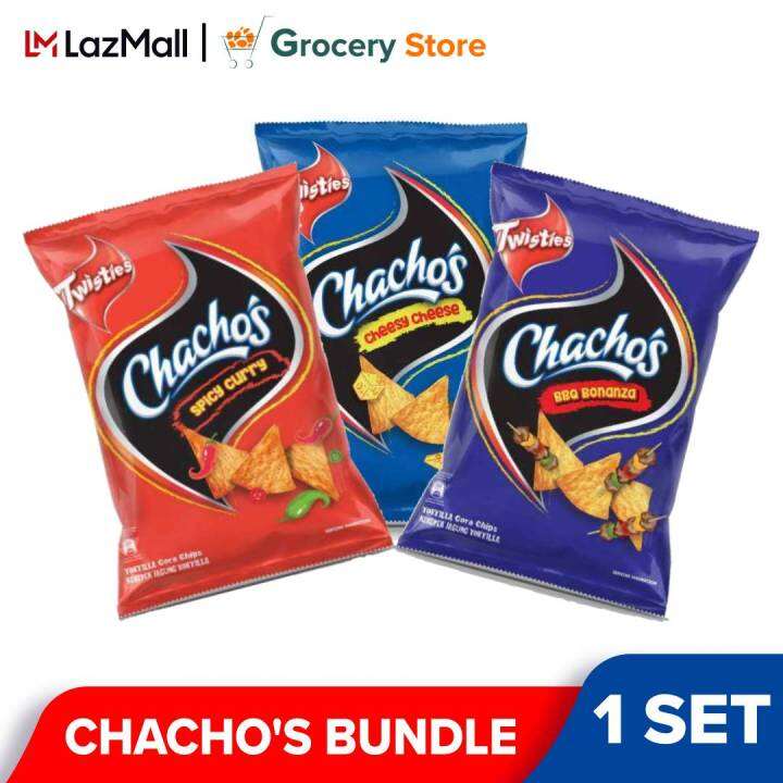 Chacho's Tortilla Corn Chips Bundle Deal Cheesy Cheese + BBQ Bonanza + Spicy Curry 185gx3 [Value ...