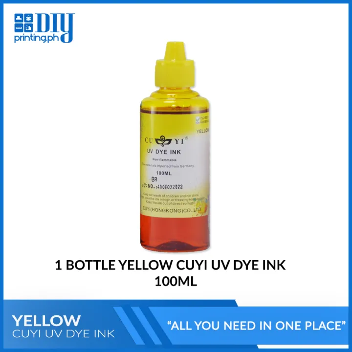 Cuyi UV Dye Ink 1 Bottle 100ml YELLOW Universal Inks for Epson, Canon ...