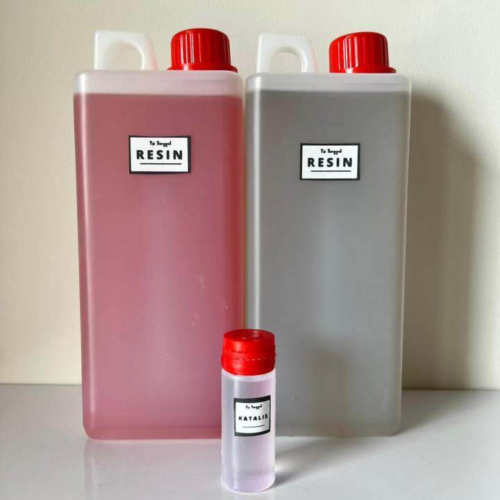 RESIN 1000 ml 1 Liter + Katalis Recin Bening Merah Recine Catalis fiber ...