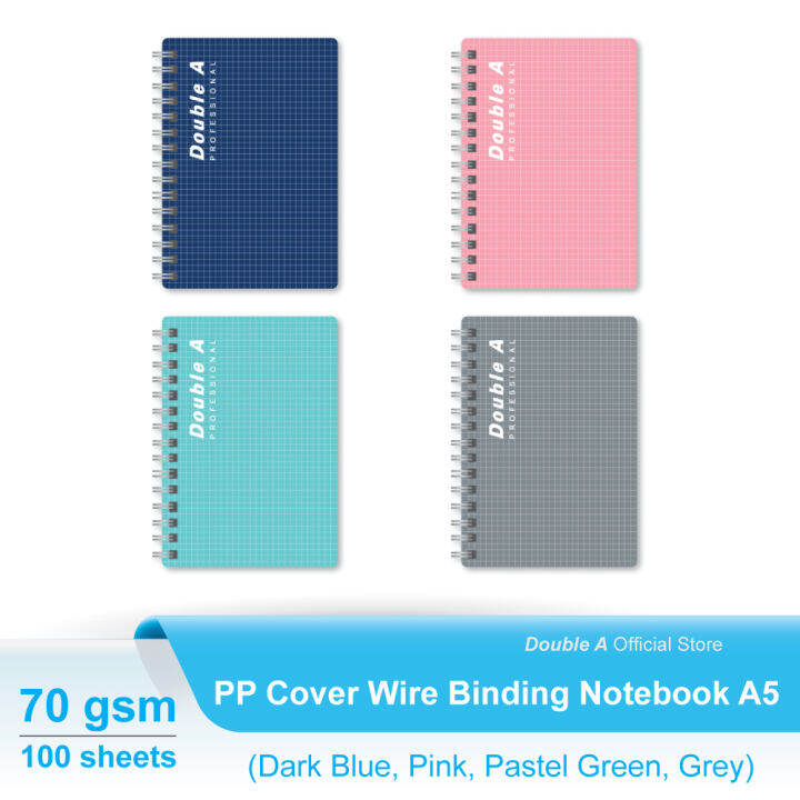 Double A PP Cover Wire Binding Notebook A5 (70g/100 Sheets) | Lazada
