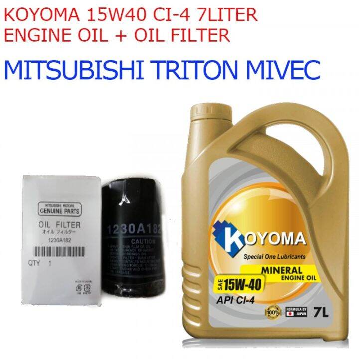 MITSUBISHI TRITON VGT MIVEC NEW OIL FILTER 1230A182 + KOYOMA 15W40 CI-4 ...