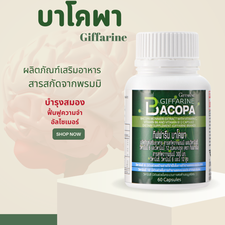 Bacopa บาโคพา บาโคพากิฟฟารีน พรมมิ สมอง ความจำ | Lazada.co.th