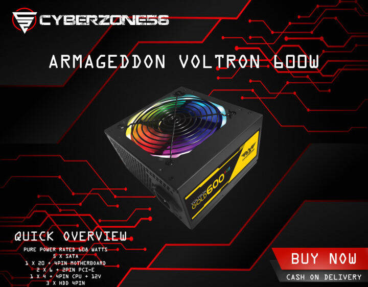 Armaggeddon Voltron Gold 600 Gaming Power Supply with 120mm RGB Color Silent Fan PSU | Lazada PH