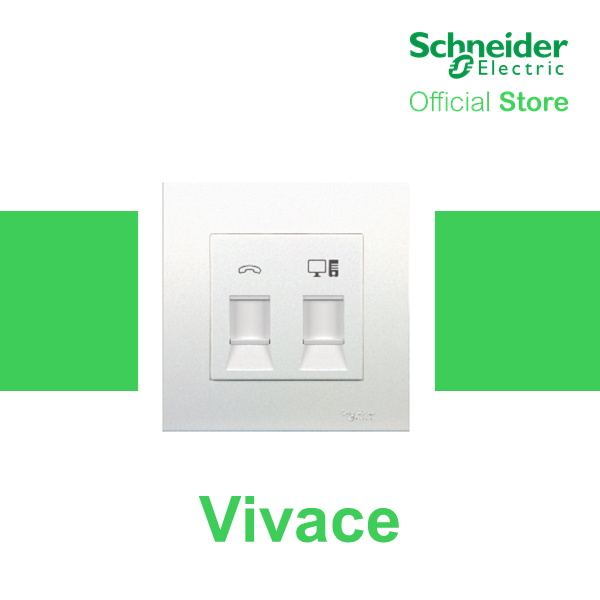 Schneider Electric Vivace 1 Gang Telephone Socket + 1 Gang Category 5E ...