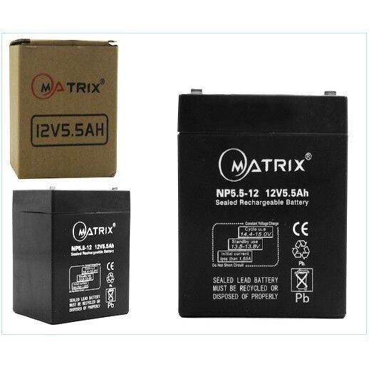 แบตเตอรี่เครื่องสำรองไฟUPS Battery 5.5Ah 12V Matrix (ประกัน 6 เดือน ...