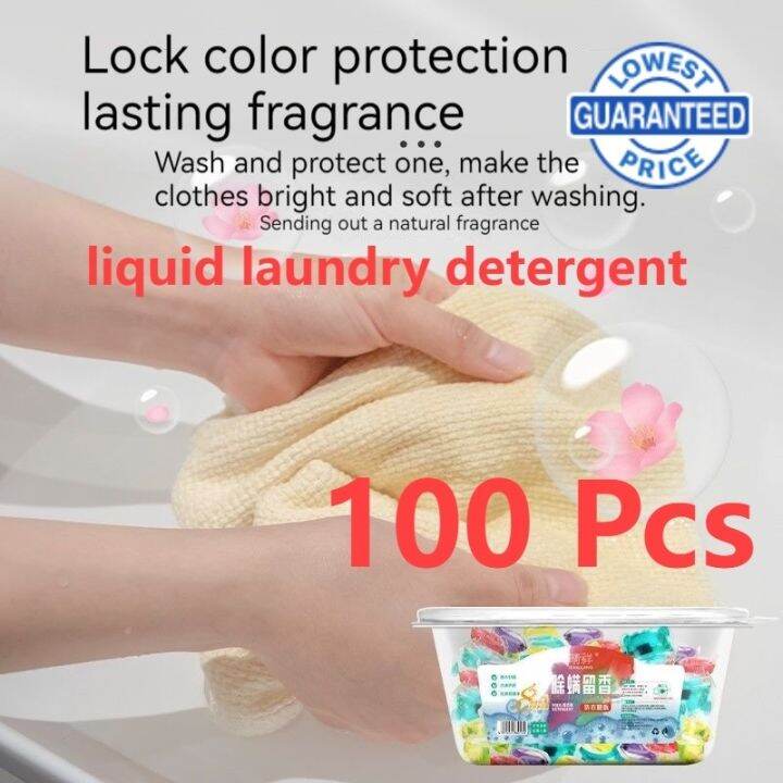 100 Pcs Liquid Laundry Detergent Capsules Ball Wash Beads Laundry Long ...