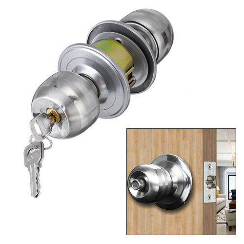 DOOR KNOB002 (ROUND)- Door Lock Stainless Steel Safety Door Knob with 3 ...