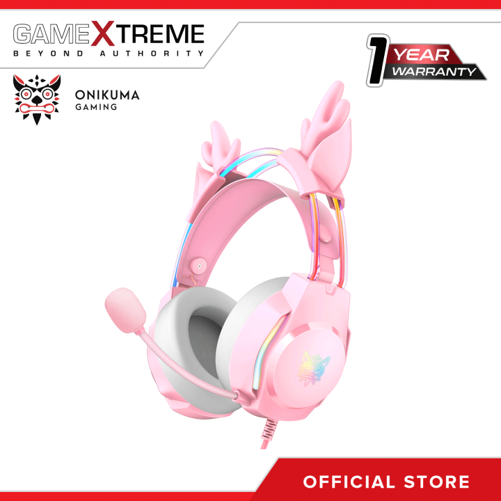 ONIKUMA X26 with Deer Horn Head-mounted Earphone Head Beam Luminous Noise Reduction Headset ...