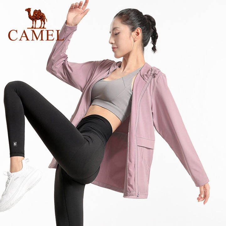 Camel yoga women's long-sleeved jacket loose casual sportswear fitness ...