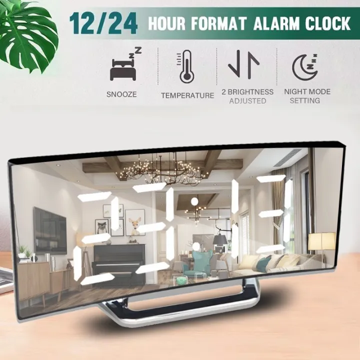 MIRENE Multifunction ที่ชาร์จ USB เรืองแสง LED กระจกนาฬิกาแสดงอุณหภูมิ ...