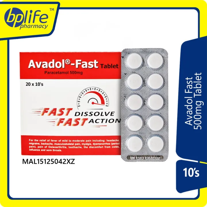 Avadol-Fast (Paracetamol) 500mg Tablet 10s | Lazada