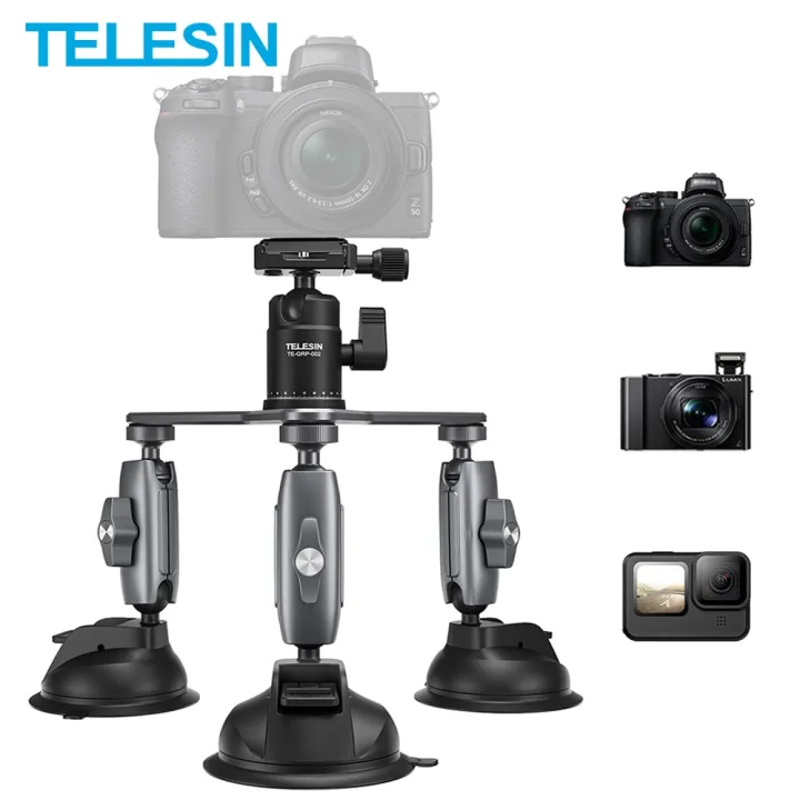 TELESIN Car Tripod Suction Cup Holder Mount With 360 Detachable Ball ...