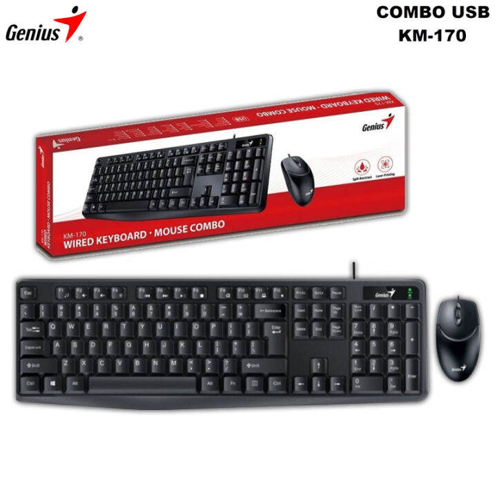 🎮ชุดคีย์บอร์ดและเมาส์ GENIUS รุ่น KM-170 สีดำ สำหรับการทำงานและเล่นเกม ...