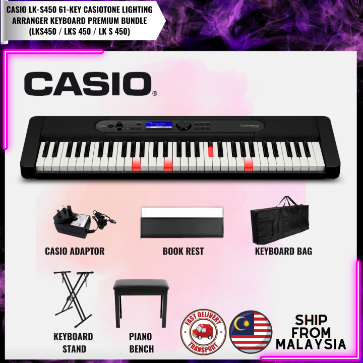 Casio LK-S450 61-key Casiotone Lighting Arranger Keyboard Premium Bundle (LKS450 / LKS 450 / LK ...