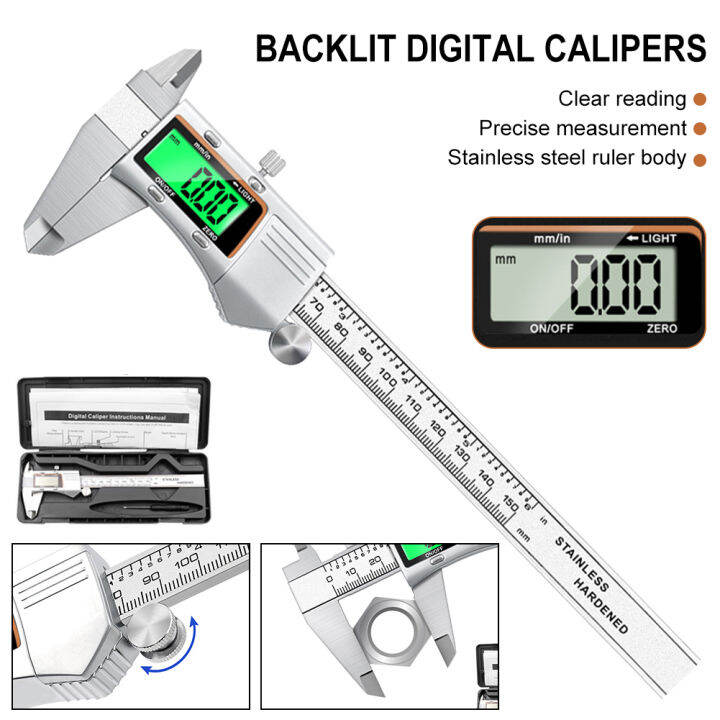 6-Inch 150mm Stainless Steel Electronic LCD Digital Vernier Caliper ...