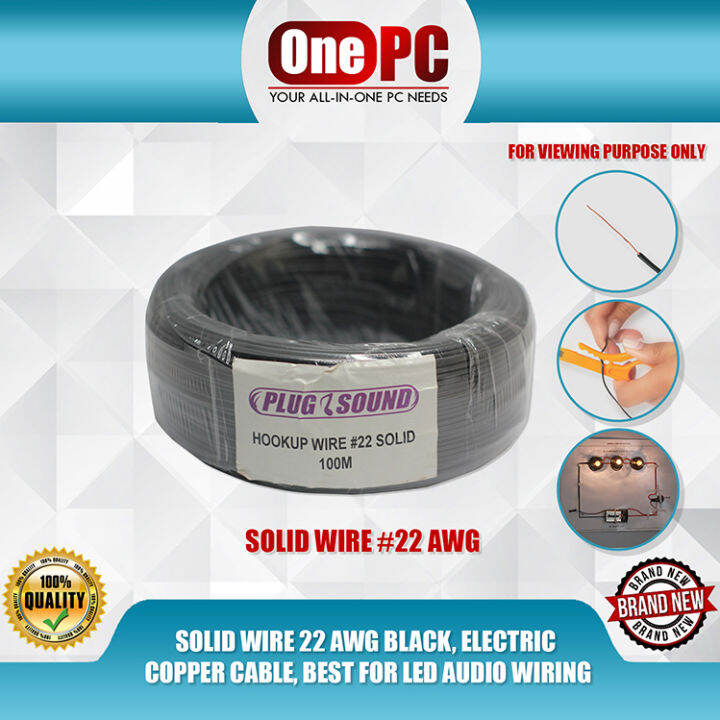 SOLID WIRE 22 AWG BLACK, ELECTRIC COPPER CABLE, BEST FOR LED AUDIO ...