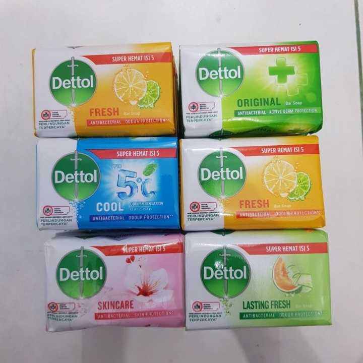 Dettol Sabun Batang 100 Gr. // 1 Banded isi 5 Batang 100gr. | Lazada ...