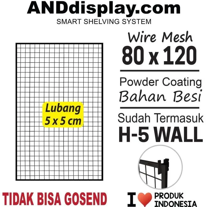 [Ready] Wiremesh 80X120Cm + H5 Wall Hitam Kawat Ram Dinding Wire Grid ...