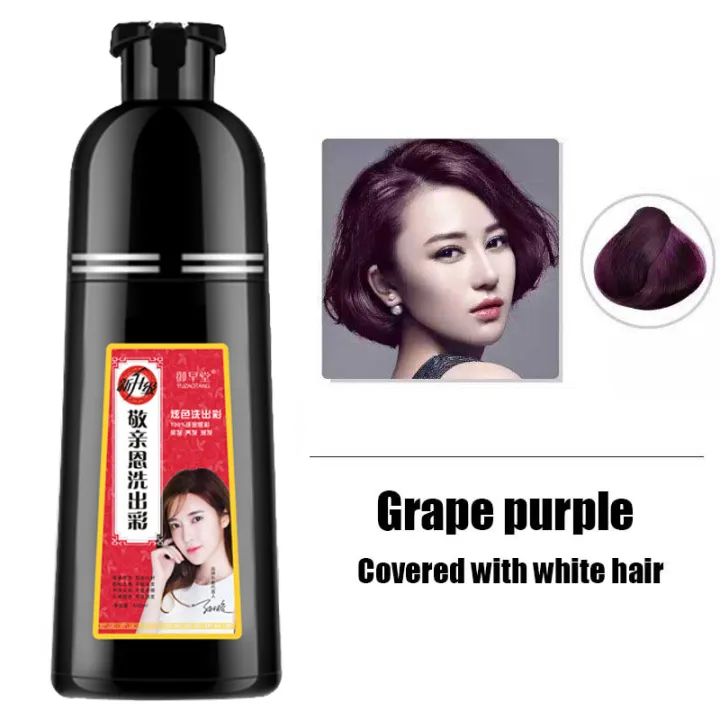 2 in 1 Bubble Hair Dye Shampoo + Hair Care Natural Plant Harmless Hair ...