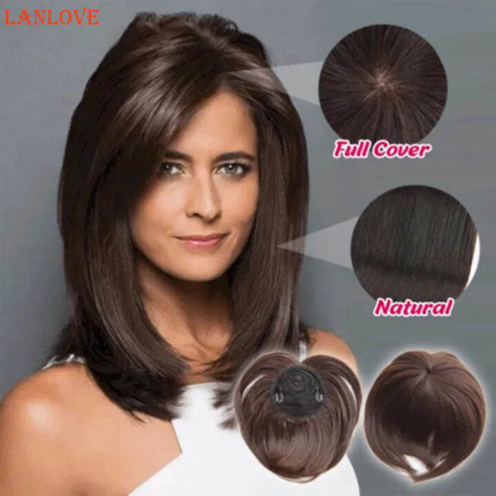 LANLOVE Thick Top Wig Hair Pieces Invisible One Piece Wig Silk Base Hair Toppers for Women ...