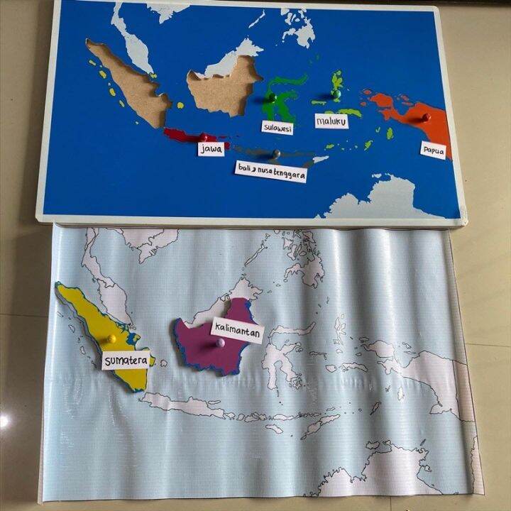 Puzzle Peta Indonesia montessori/ Indonesia map with control | Lazada ...