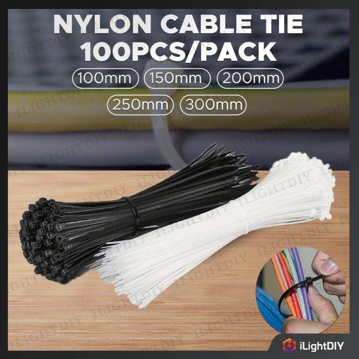 NYLON CABLE TIE 4″ 6″ 8″ 10″ 12″ 100MM-300MM BLACK/WHITE 100PCS/PACK ...