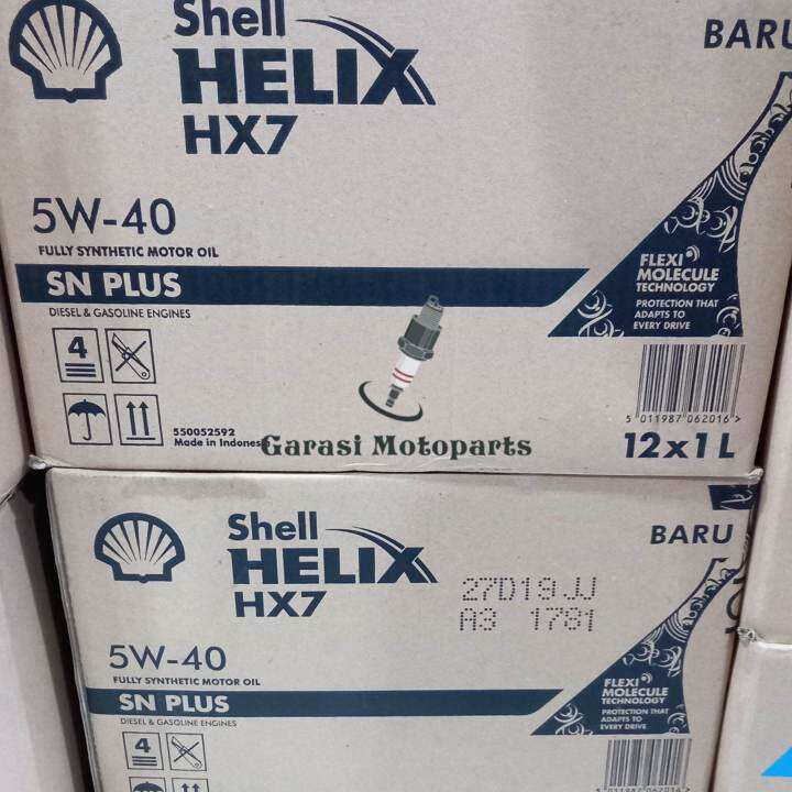 Oil Oli Shell Helix HX7 Plus 5W-40 1 Liter isi 12 Per Dus | Lazada ...